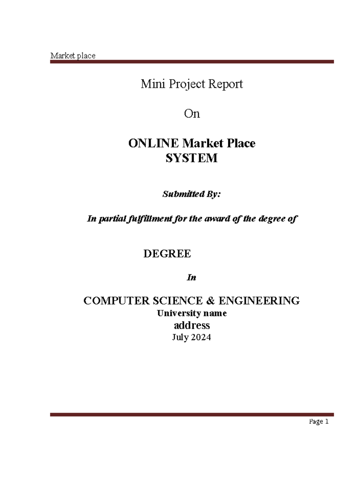 Mini Project Report On Online Shopping S - Market place Mini Project ...