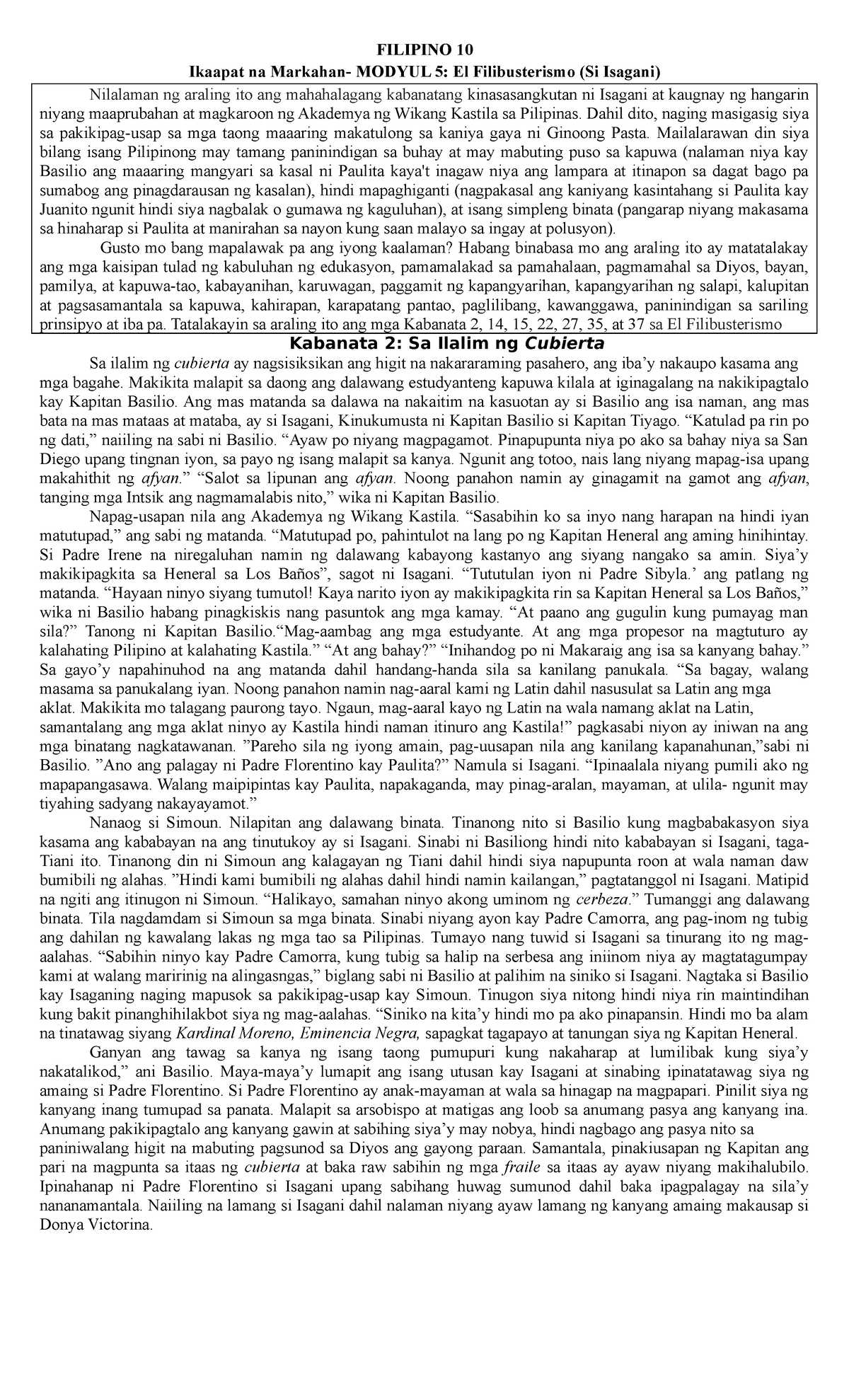 Q4. Module-5-6-Sum Con - FILIPINO 10 Ikaapat na Markahan- MODYUL 5: El ...