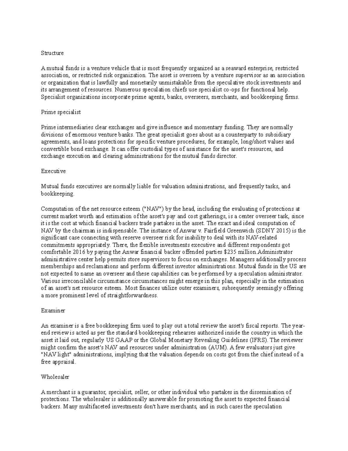 Sample 9 - informative - Structure A mutual funds is a venture vehicle ...