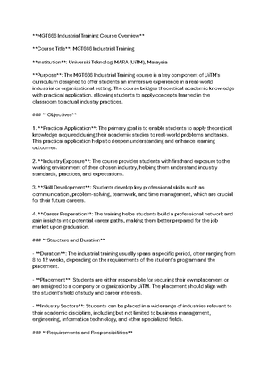 MGT666 Internship report Sample 1 - Prepared by: Ammar Firdaus Bin ...