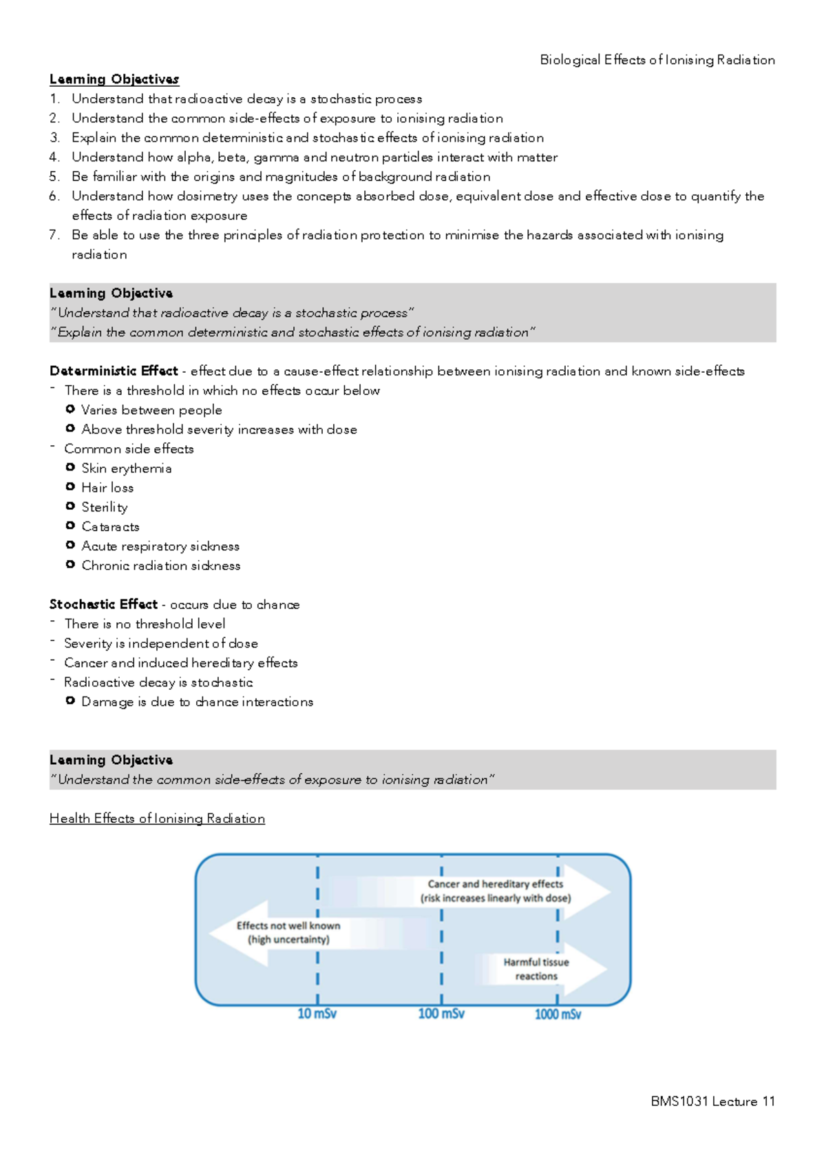 BMS1031 Lecture 11 - Learning Objectives Understand that radioactive ...