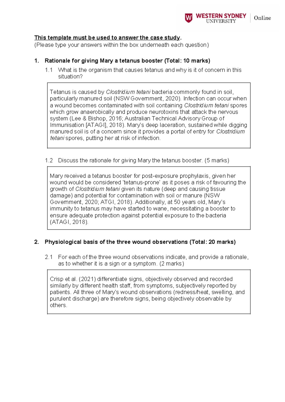 Bioscience Case Study - This template must be used to answer the case ...