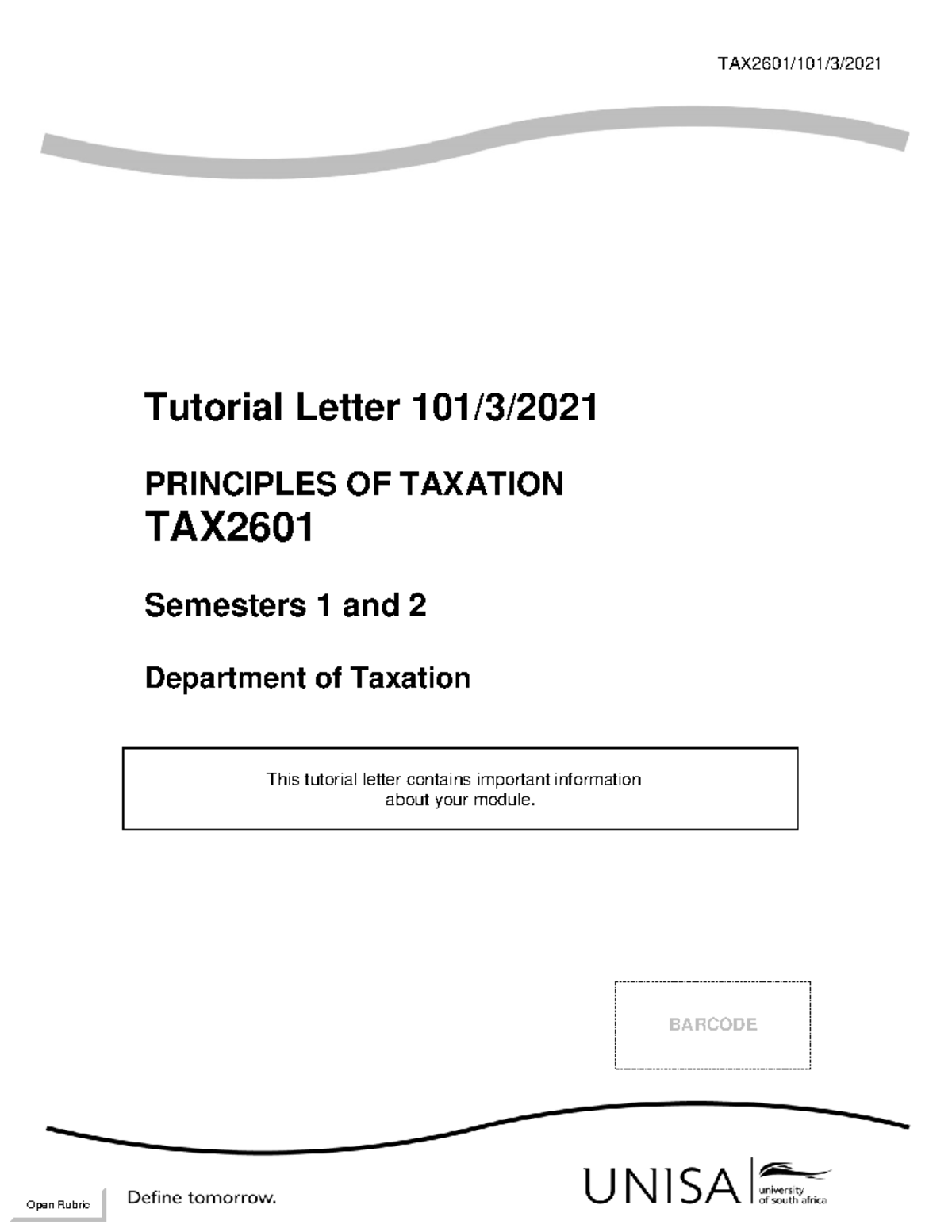 TL101 2021 3 b - Letter TL - TAX2601/101/3/ Tutorial Letter 101/3 ...