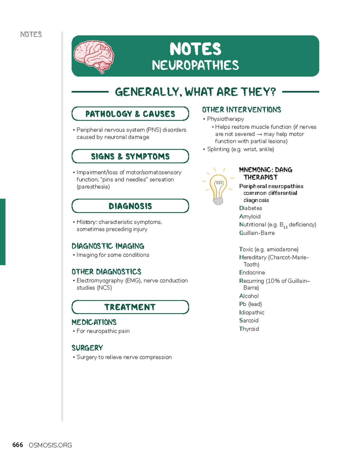 Neuropathies - neurology course - ####### NOTES MNEMONIC: DANG ...