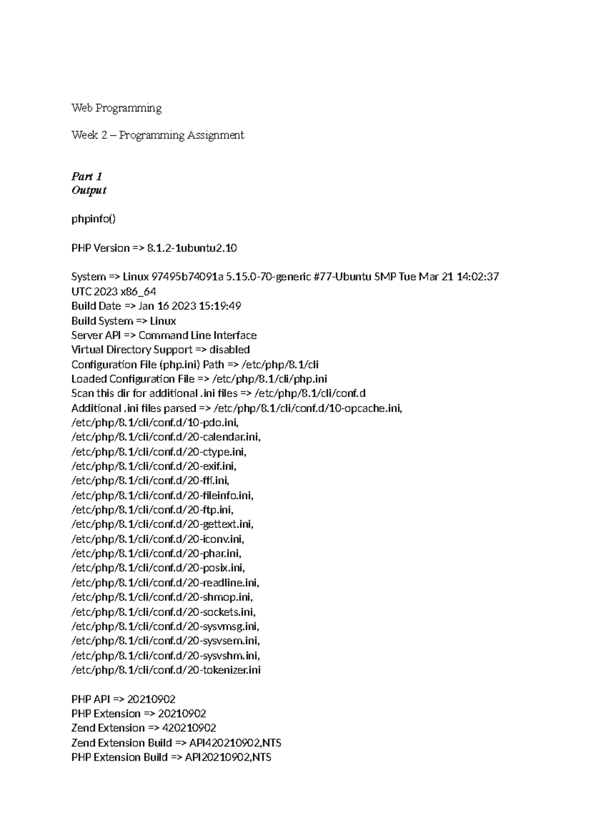 Week 2 Pa Part 1 Assignment Web Programming Week 2 Programming Assignment Part 1 Output 