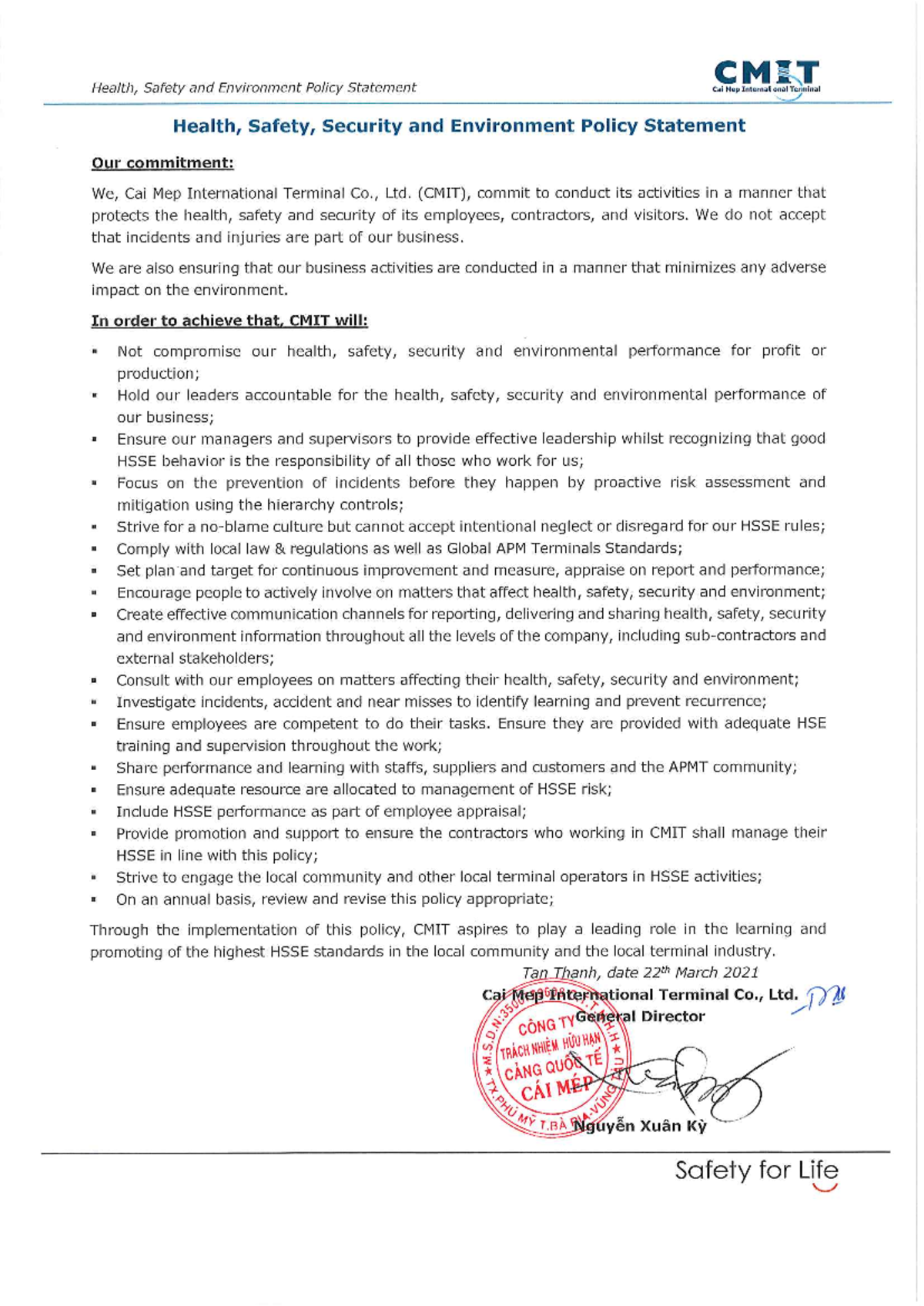 HSSE Policy - sádc - CMT Health, Safety and Environment Policy ...