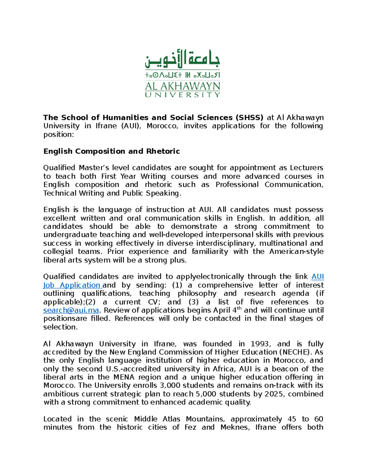 SHSS-English Composition and Rhetoric - The School of Humanities and ...