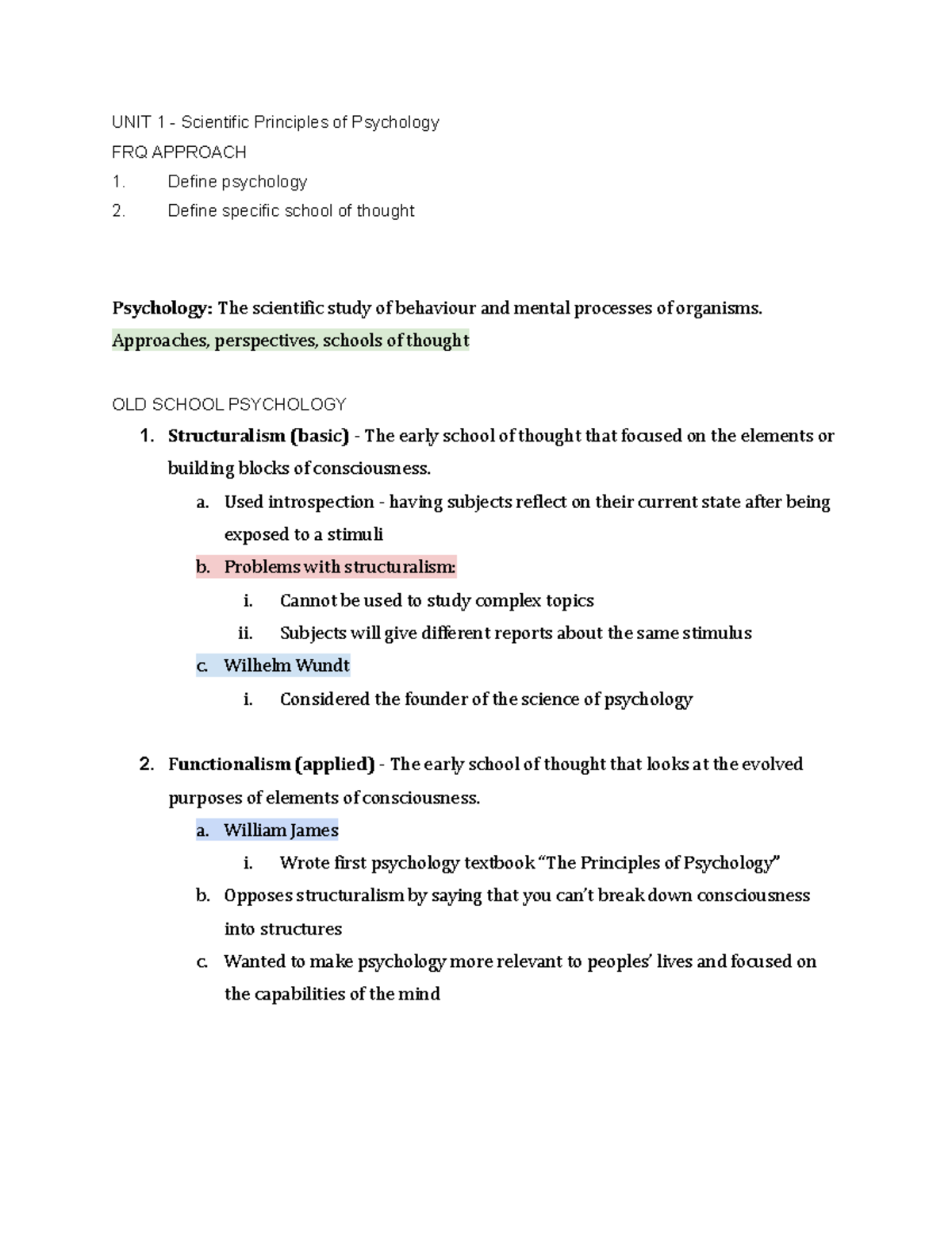 UNIT 1 - Scientific Principles of Psychology - UNIT 1 - Scientific ...