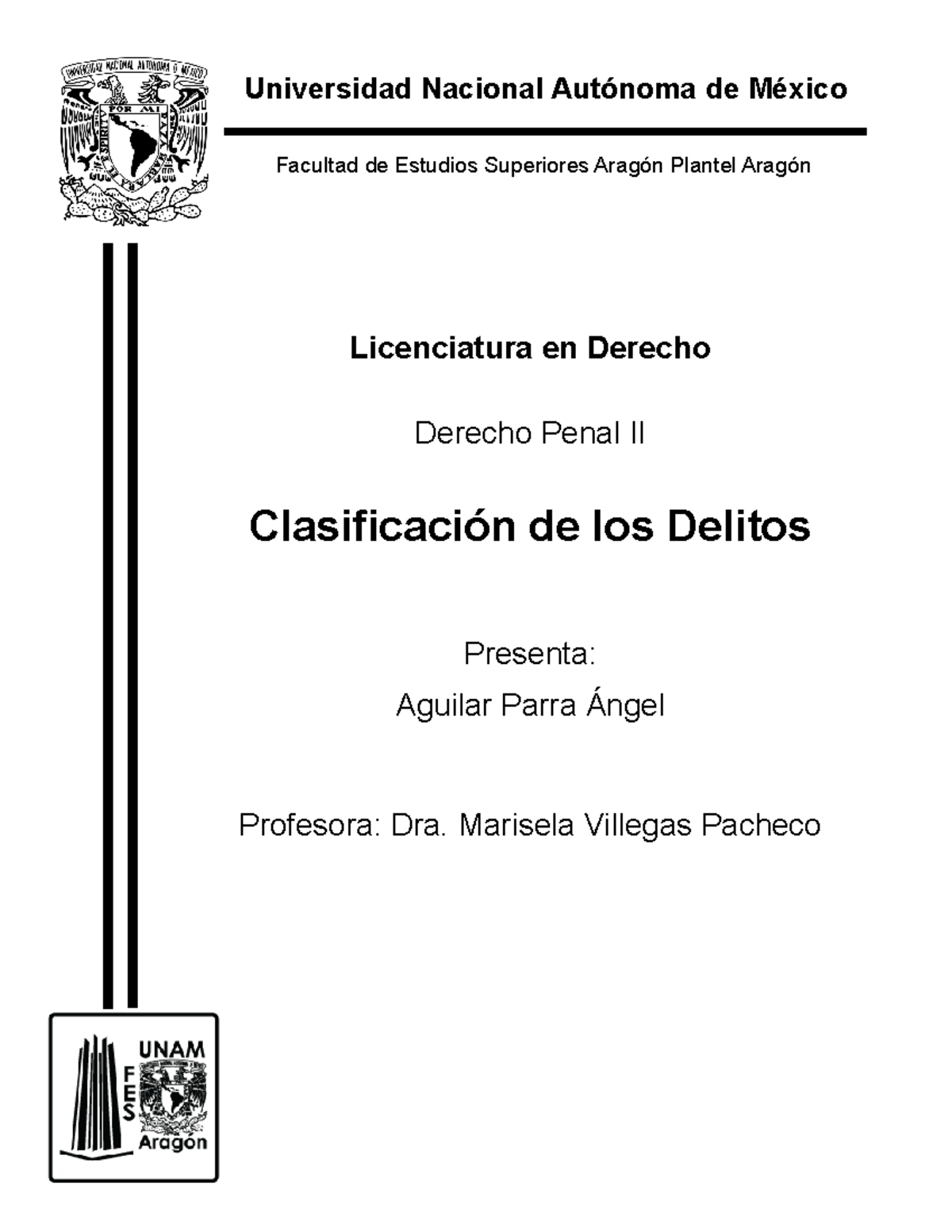 02 Clasificación de los Delitos - Universidad Nacional Autónoma de ...