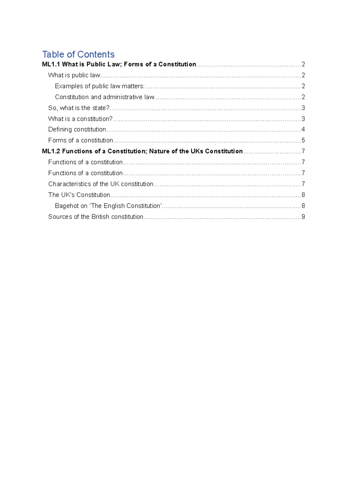 ML1.1 / ML1.2 - Constitution - Table of Contents ML1 What is Public Law ...