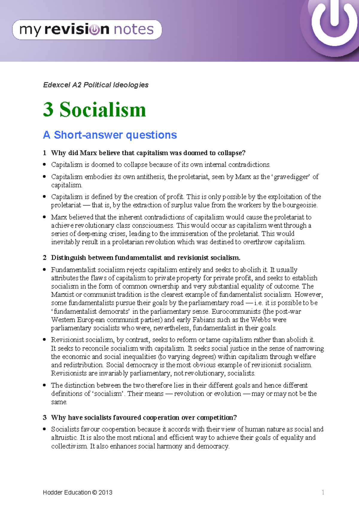 P2189 Exam Practice answers Ch3 - Edexcel A2 Political Ideologies 3 ...