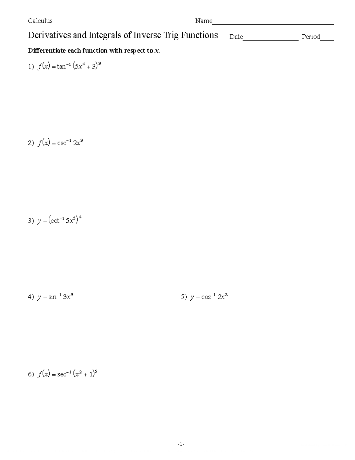Deriv and int of inv trig functions - ©\ e 2 x 0 E 1 s 8 v PKpuBtEaK ...