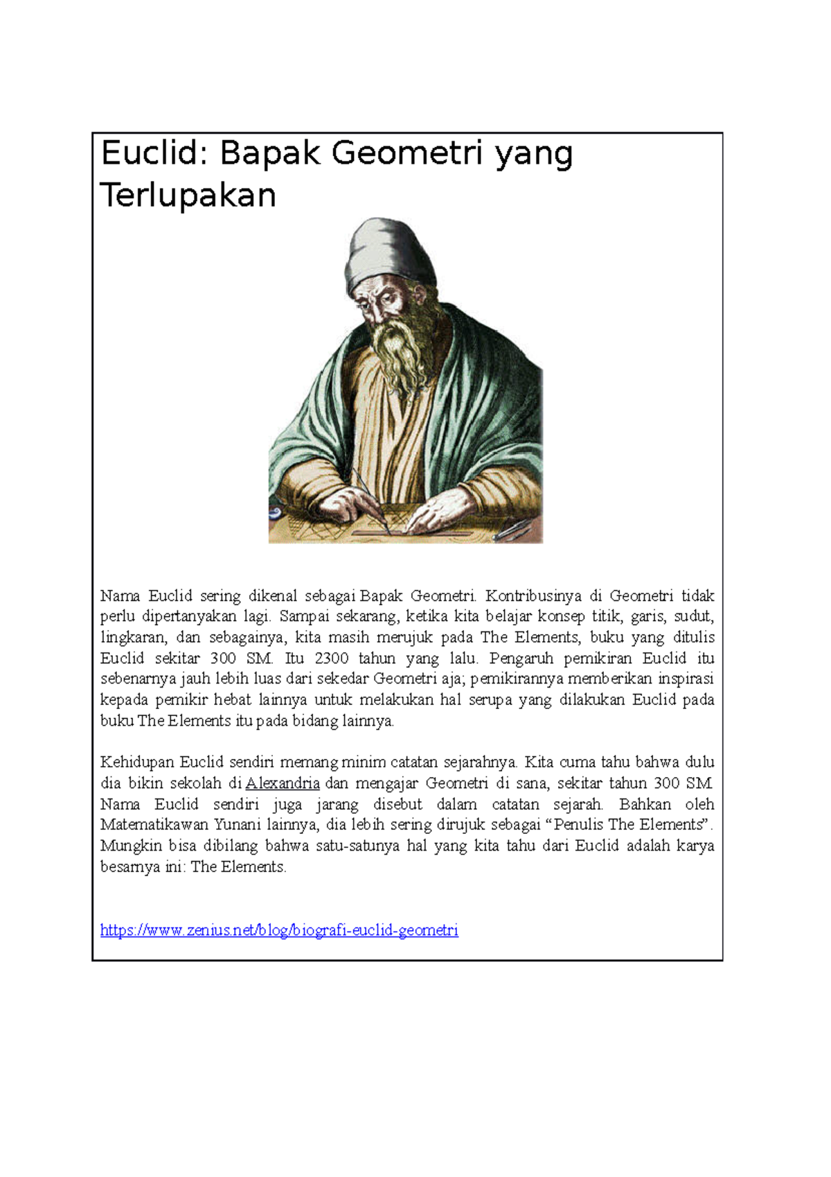 Literasi 1 geometri - Euclid: Bapak Geometri yang Terlupakan Nama Euclid sering dikenal sebagai ...
