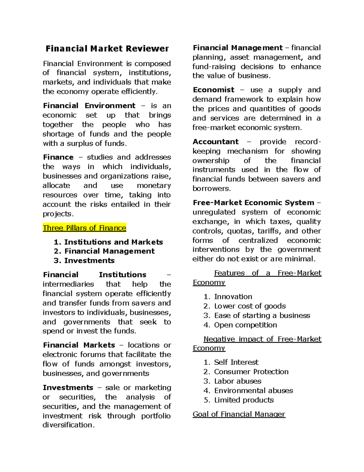 Financial Market Reviewer v2 - Financial Market Reviewer Financial ...