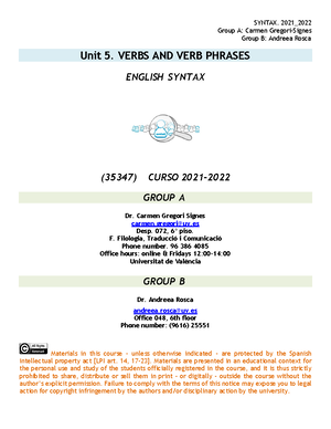 10 - apuntes syntax - English Syntax 2021- Group A: Carmen Gregori ...