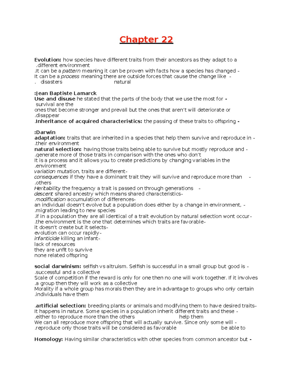 Bio test 1 - My own notes from class - Chapter 22 Evolution: how ...