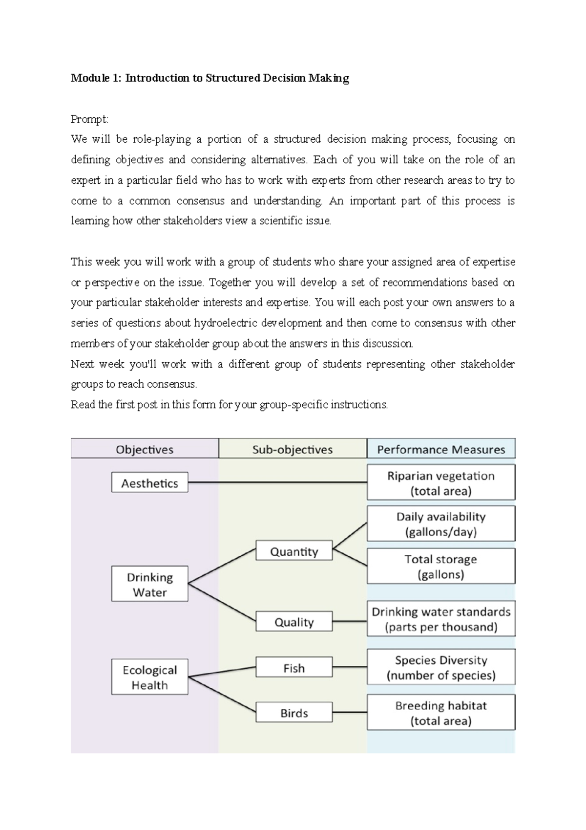 Module 1 Introduction to Structured Decision Making - Each of you will ...