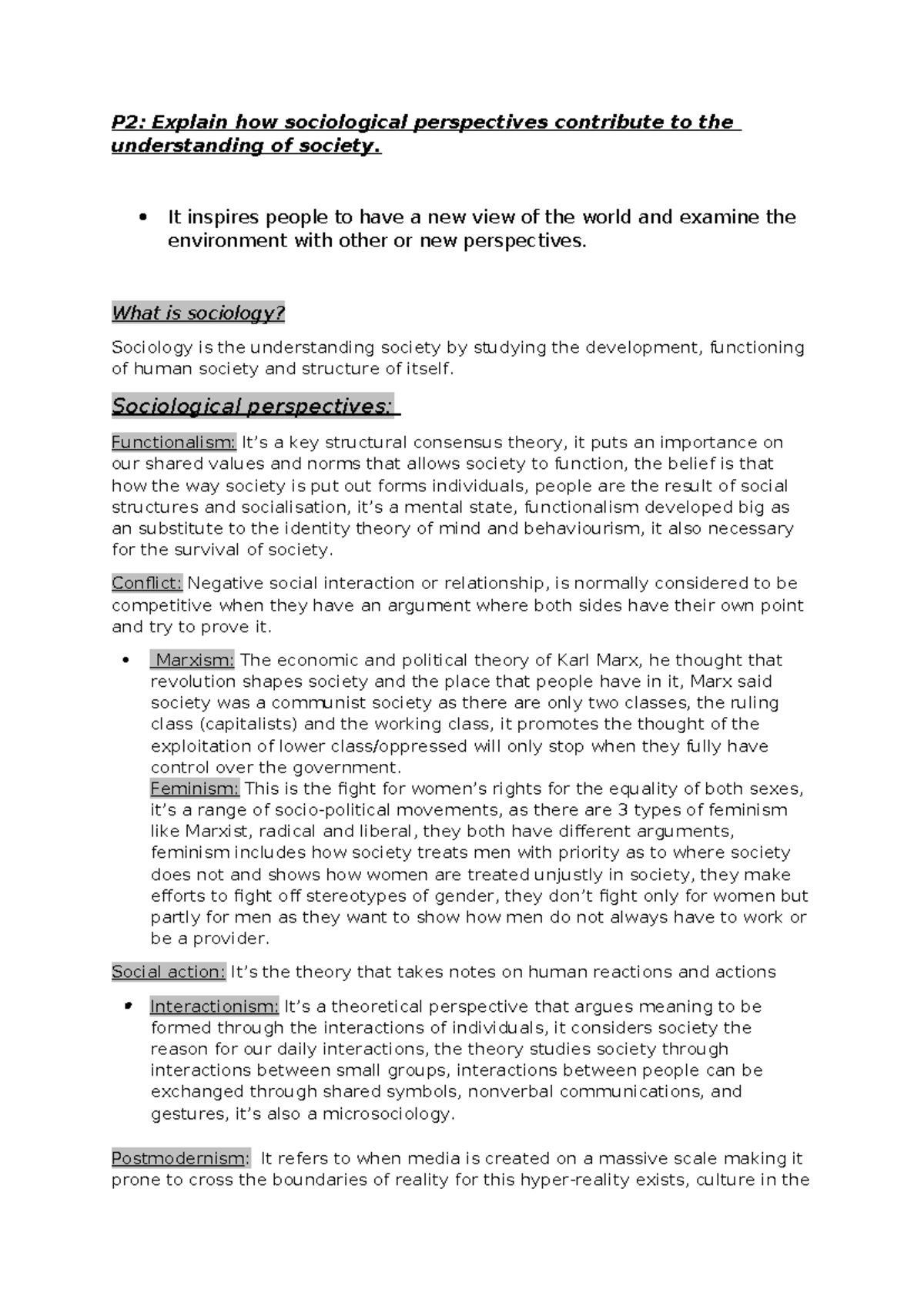 Sociological perspective contributing to the understand society - P2 ...