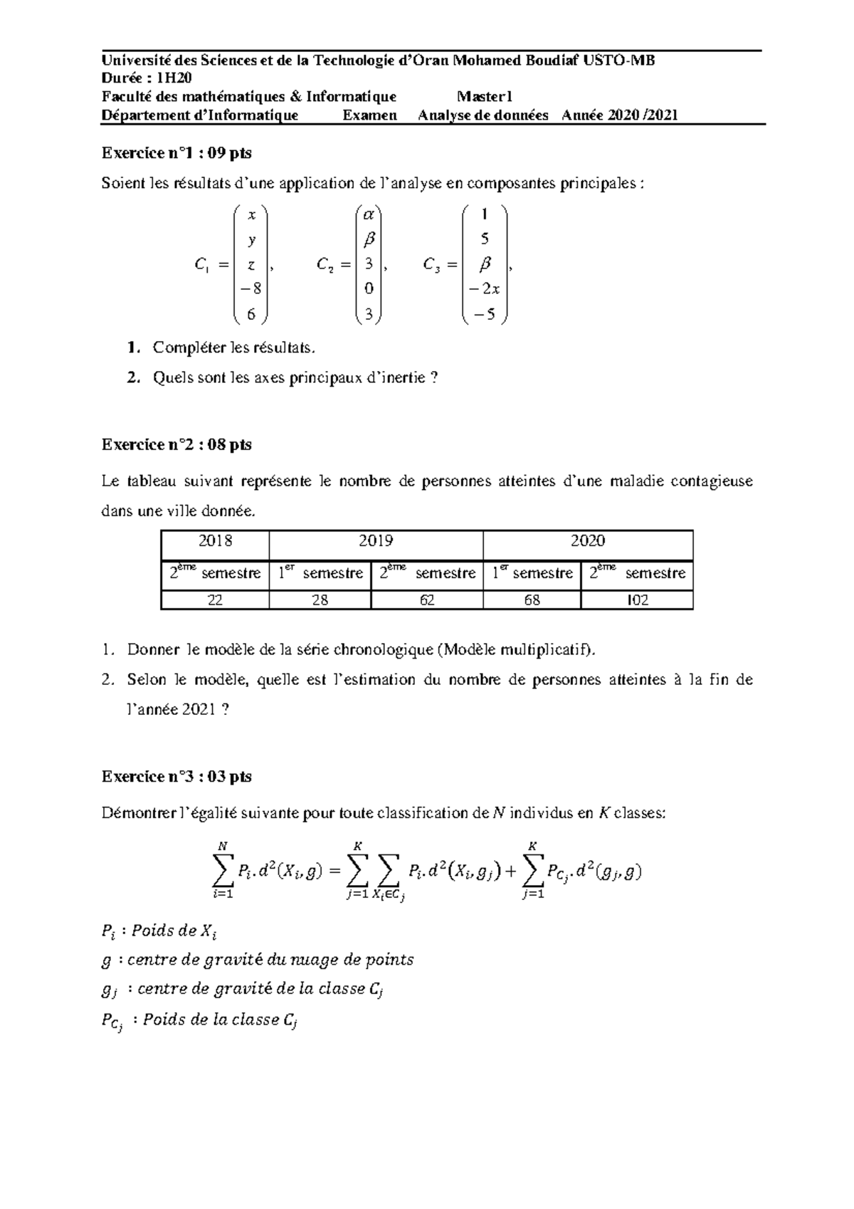 Examen - 2018 2019 2020 2 ème semestre 22 1 er semestre 28 2 ème ...