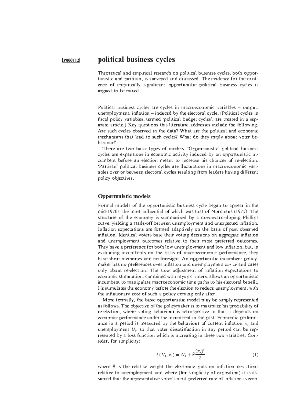 Political Business cycle - P000112 political business cycles ...