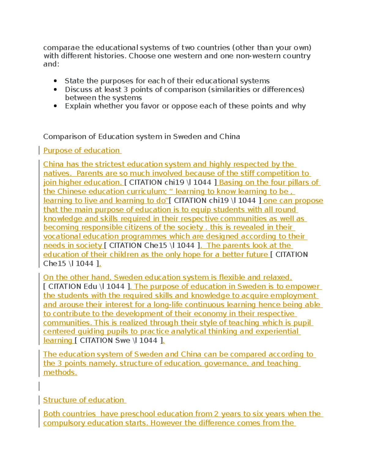 Education system sweden and china - comparae the educational systems of ...