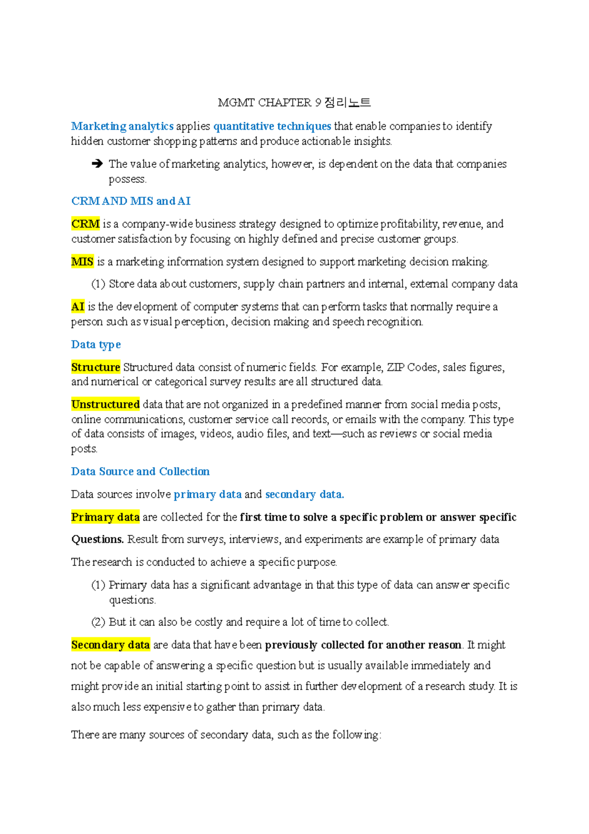 MGMT LECTURE NOTE - MGMT CHAPTER 9 정리노트 Marketing analytics applies ... MGMT LECTURE NOTE - MGMT CHAPTER 9 정리노트 Marketing analytics applies ...