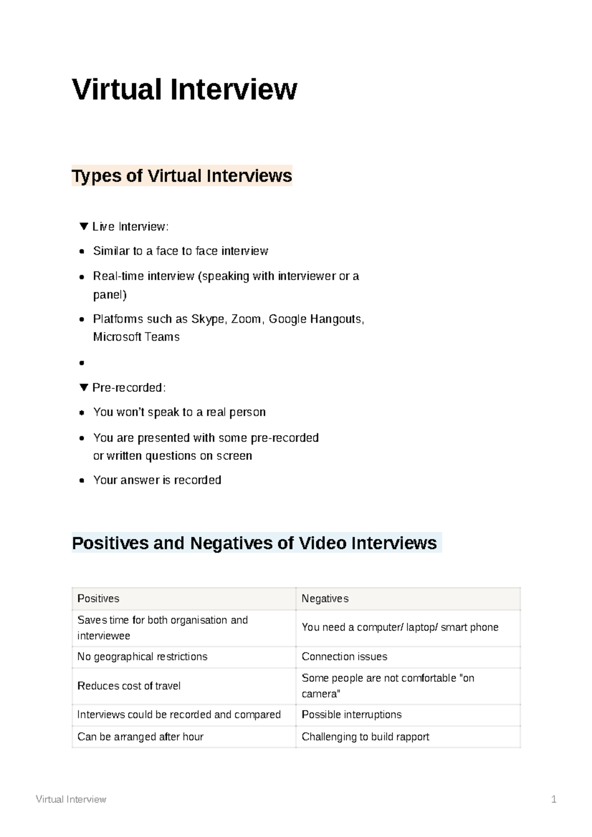 Virtual Interview - Studocu