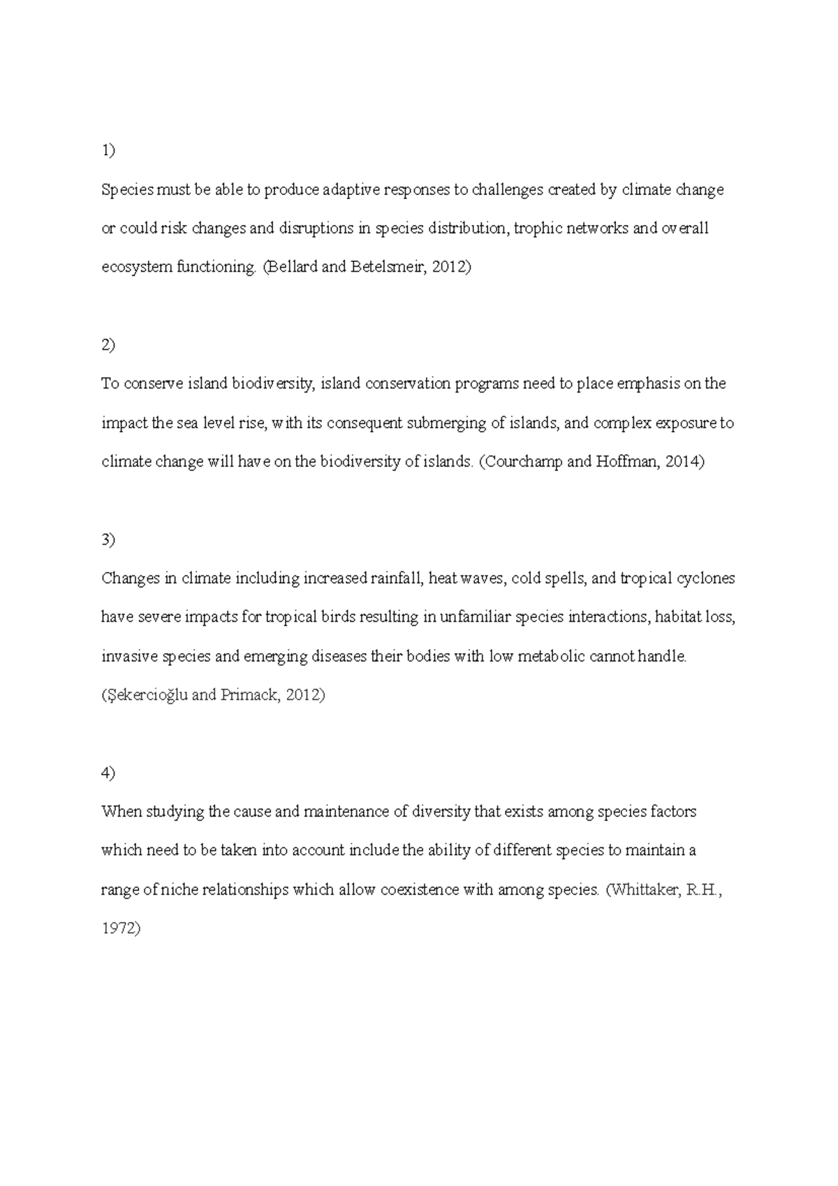 Human BIO - Species must be able to produce adaptive responses to ...