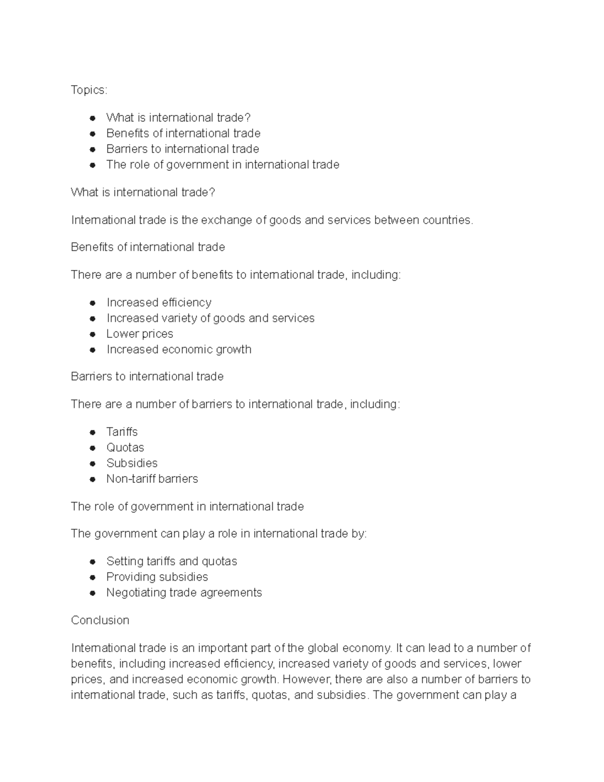 Lecture 10 International Trade - Topics: What is international trade ...