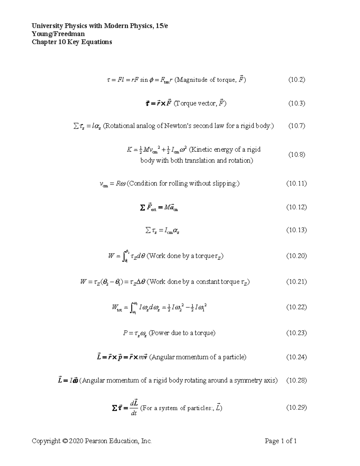 10 key equation - Abebe Kebede - University Physics with Modern Physics ...