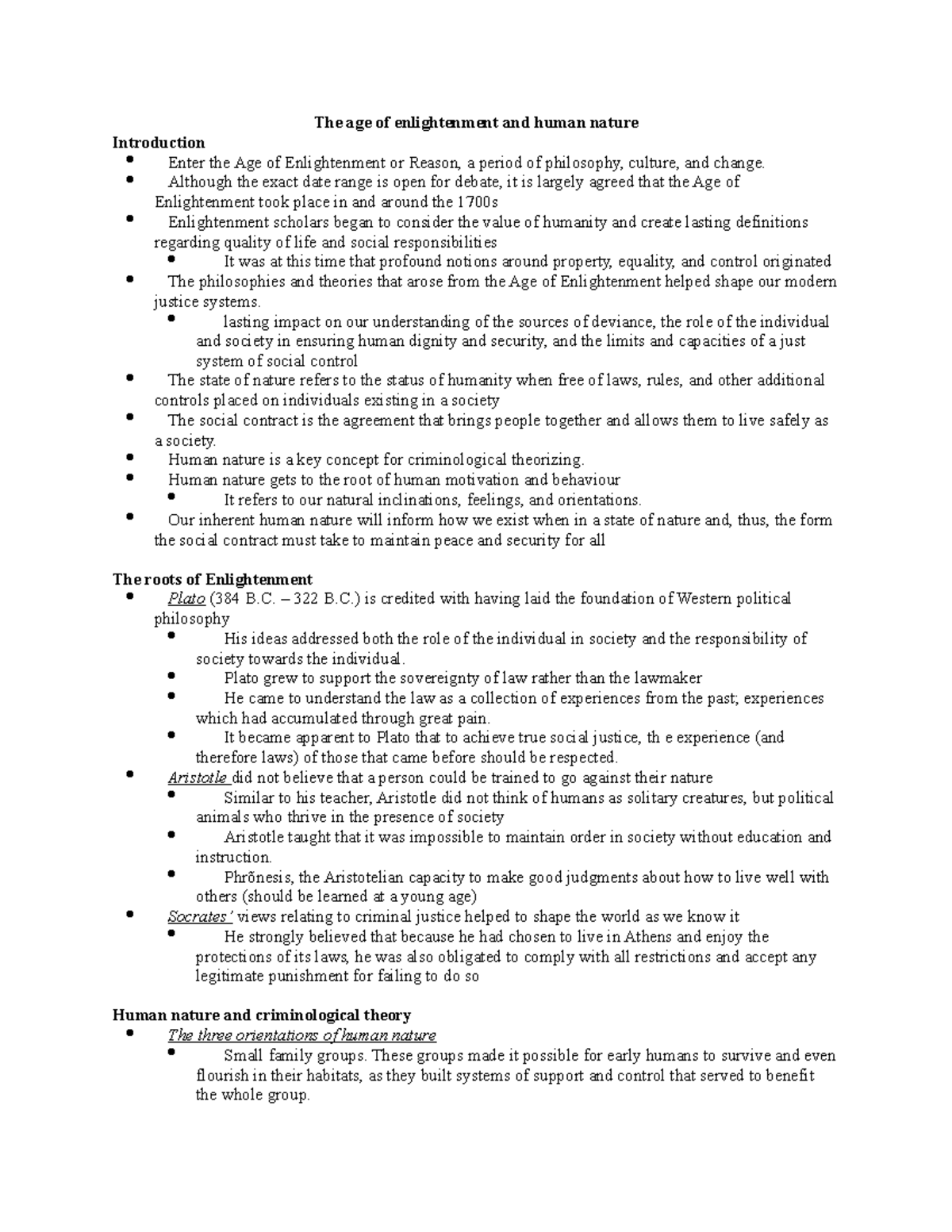 The age of enlightenment and human nature (reading) - The age of ...