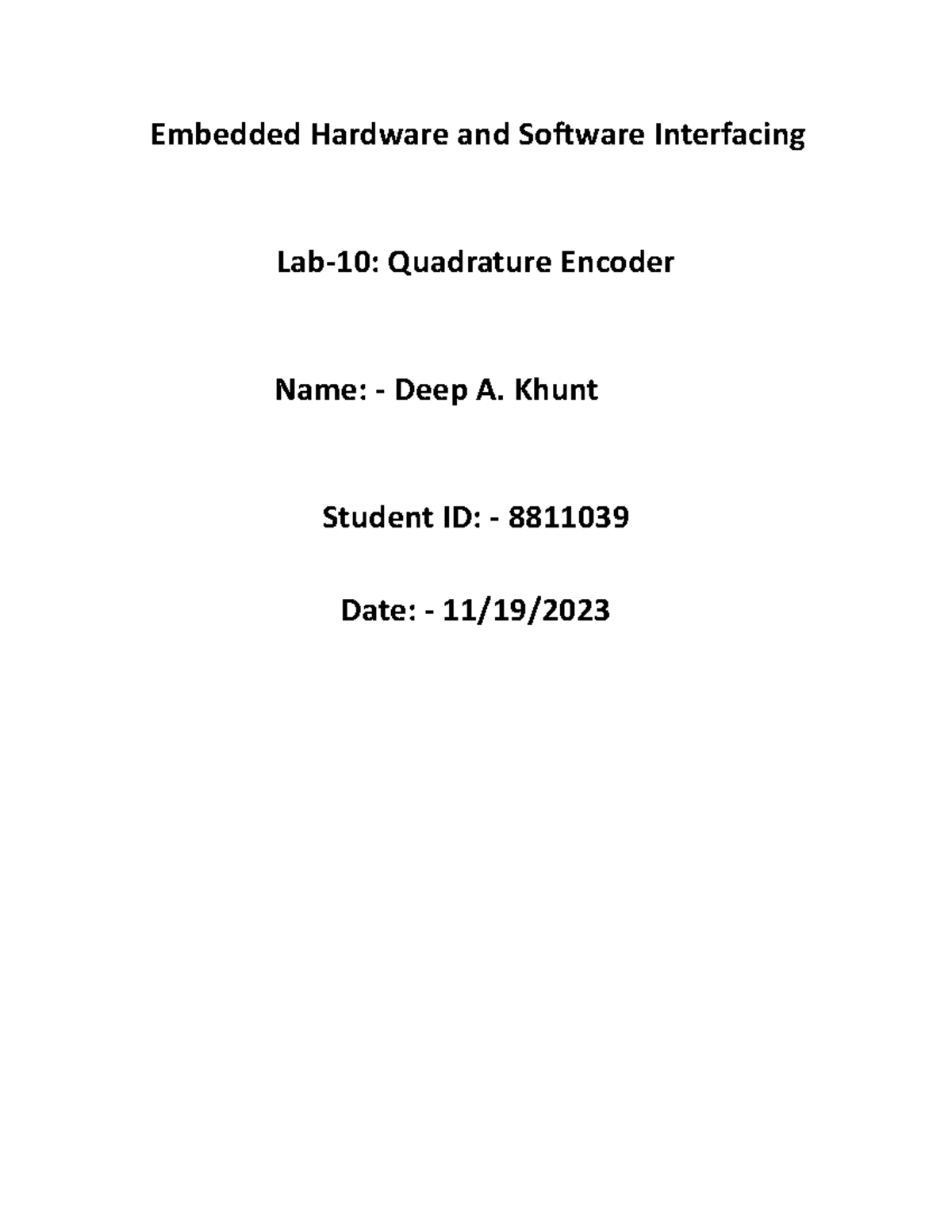 Labnote 10 C Bug Report To Find Bugs In Code Embedded Hardware And Software Interfacing Lab 1341