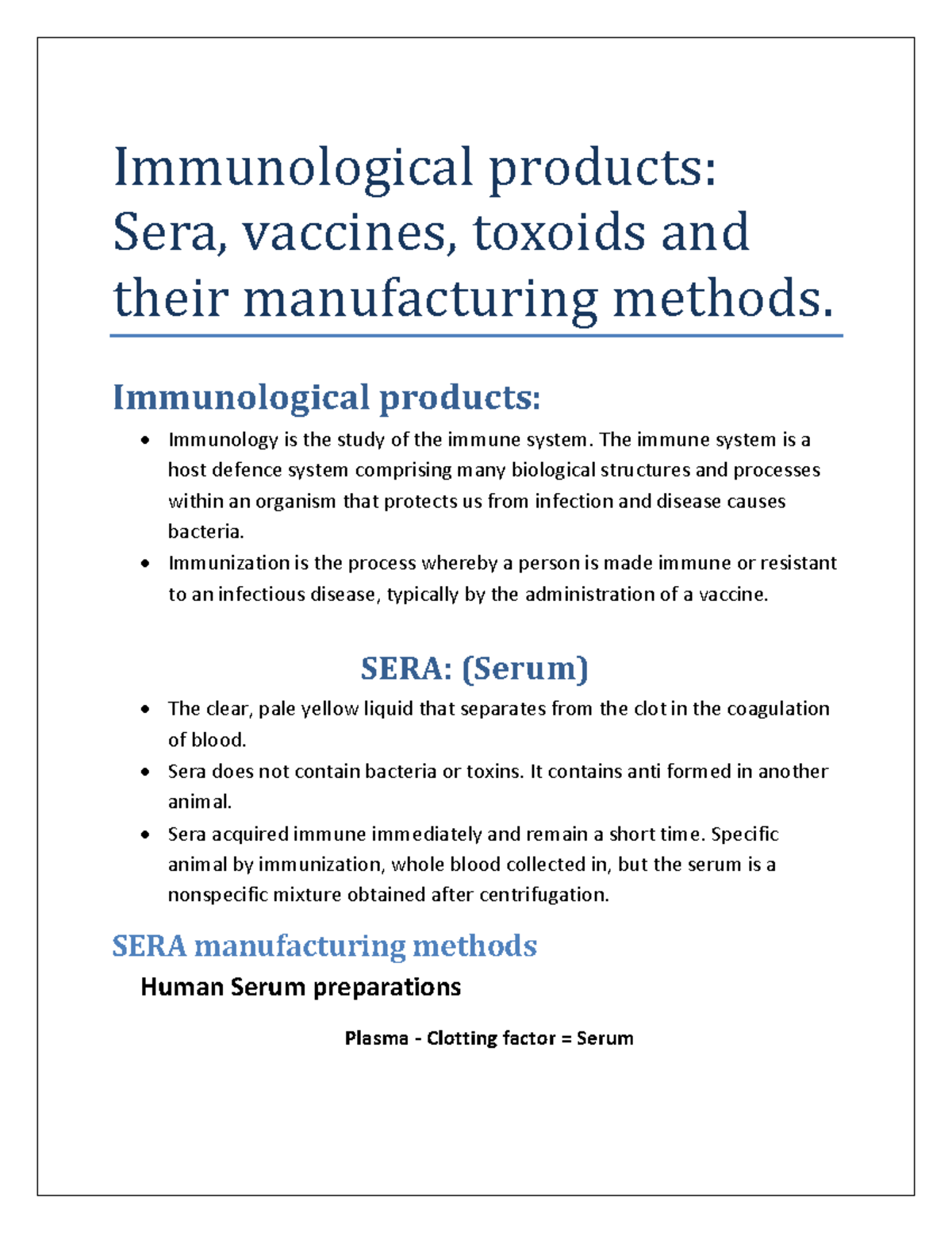 Immuno product - Immunological products: Sera, vaccines, toxoids and ...