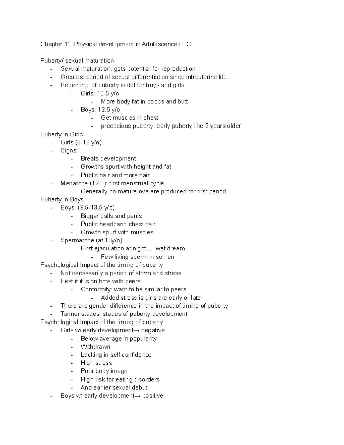 Chapter 11 Physical development in Adolescence LEC - .. - Beginning of ...