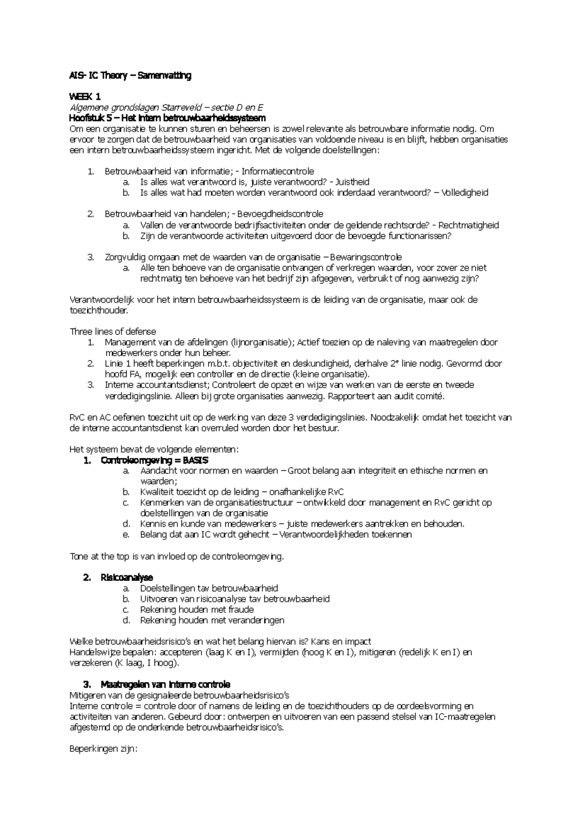 Samenvatting - AIS- IC Theory – Samenvatting WEEK 1 Algemene ...
