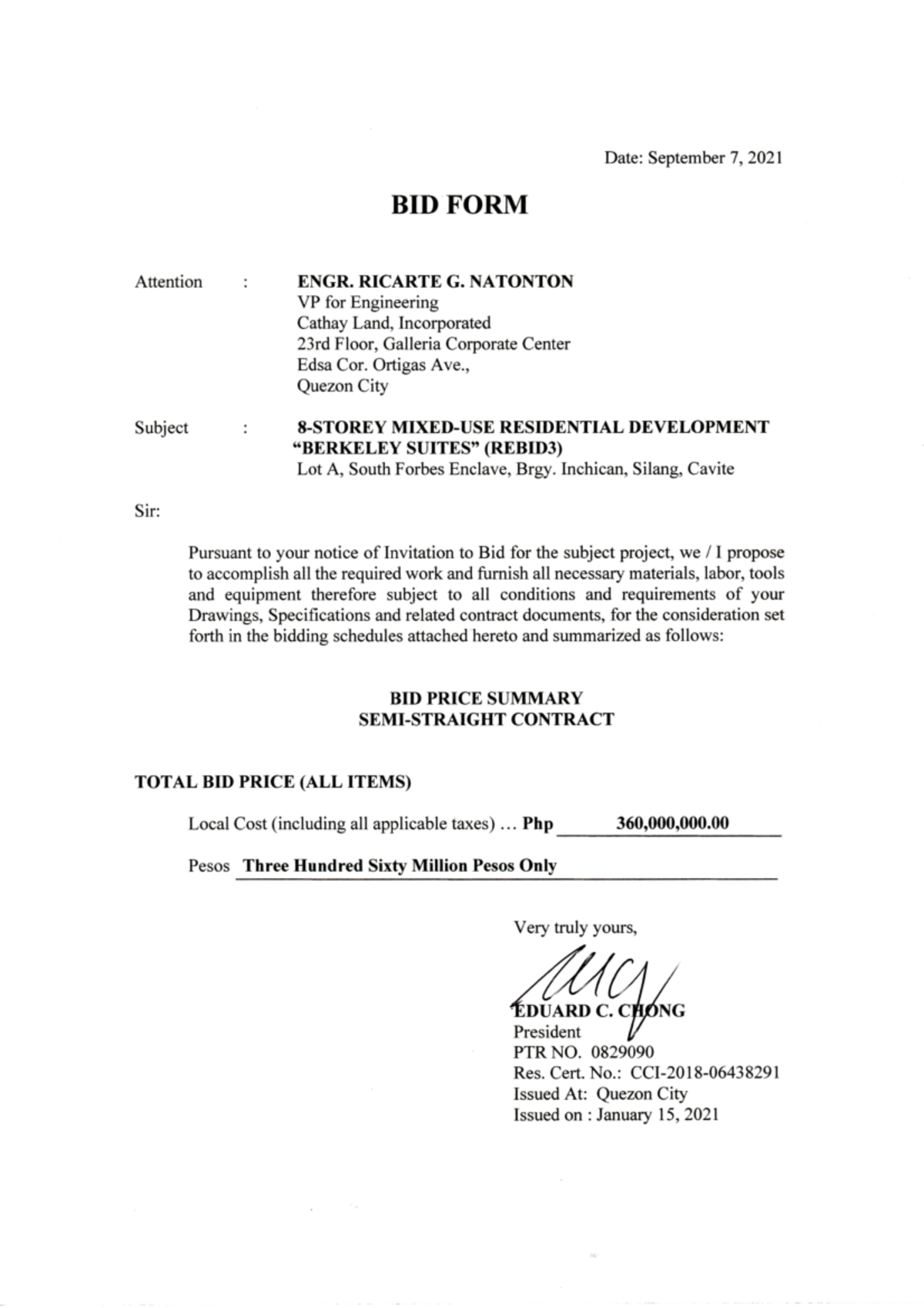 Berkeley Suites (Rebid 3) Semi-Straight - Bid Form - Engineering - Studocu