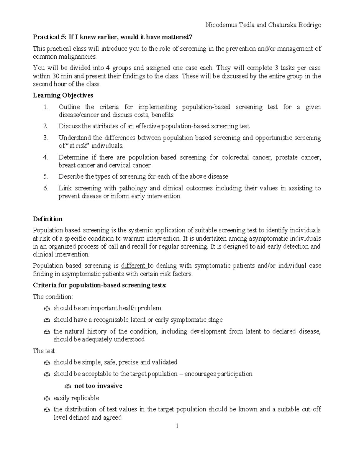 Practical 5 worksheet updated - Practical 5: If I knew earlier, would ...