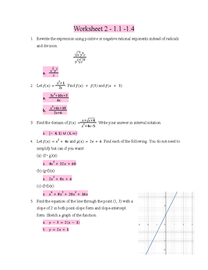 Exam 1 Class Review - Math 1071 Exam 1 In-Class Practice 1. Simplify ...