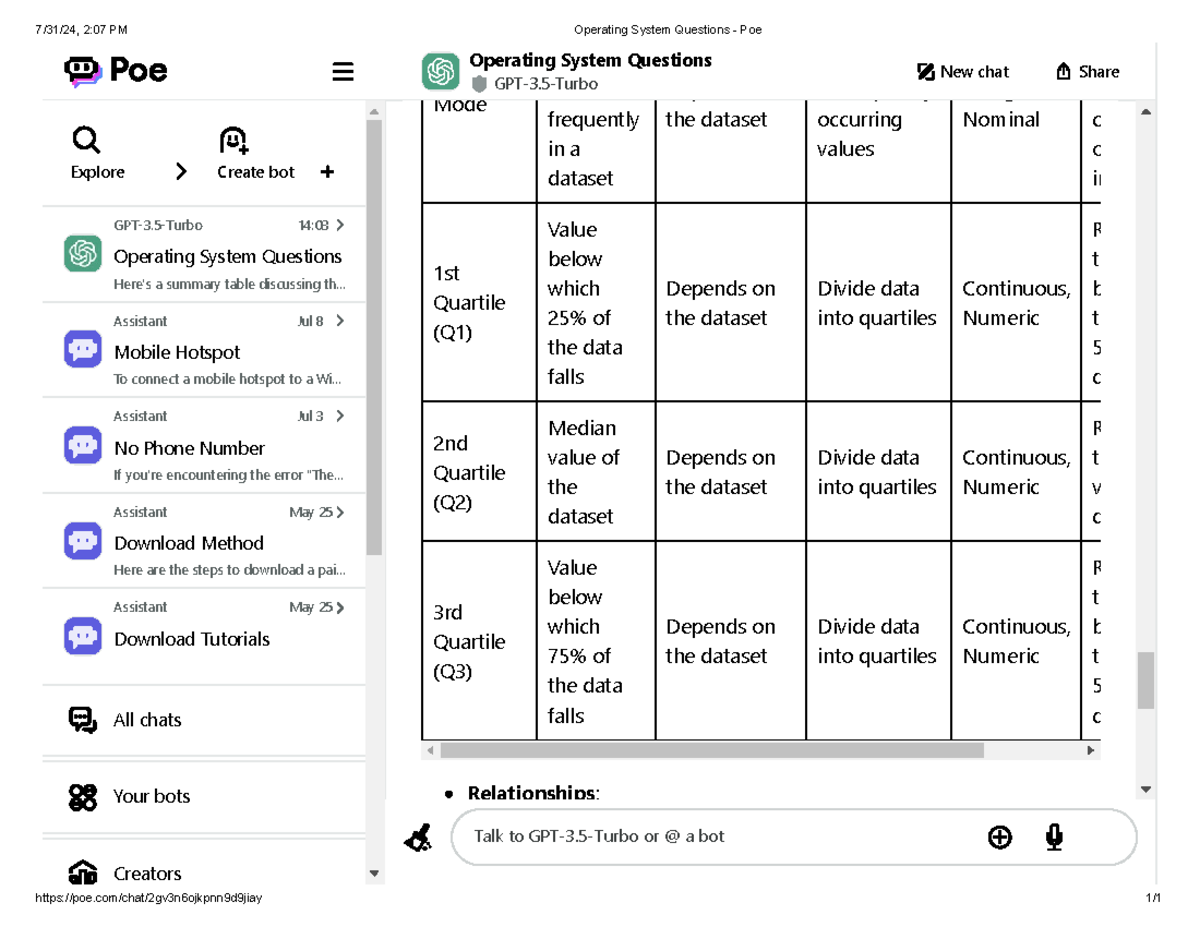 Stat - Lecturing - Operating System Questions GPT-3-Turbo New chat ...