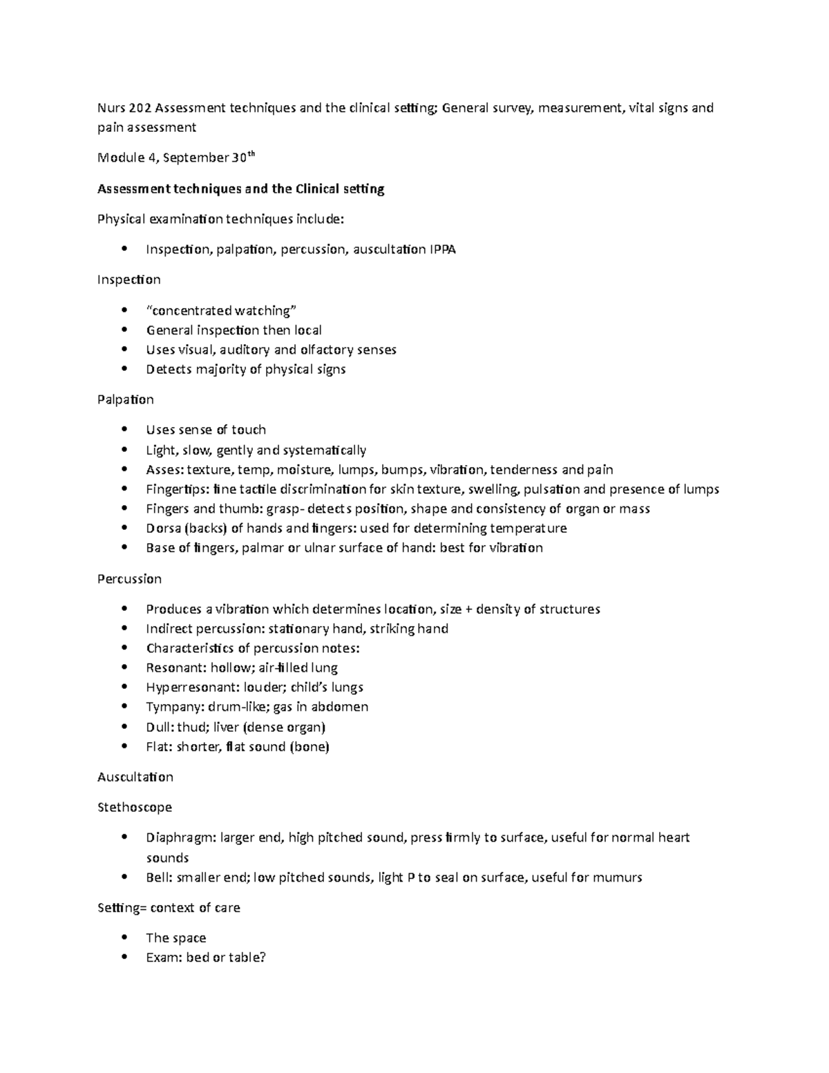 Nurs 202 Module 4 - 202 - Nurs 202 Assessment techniques and the ...