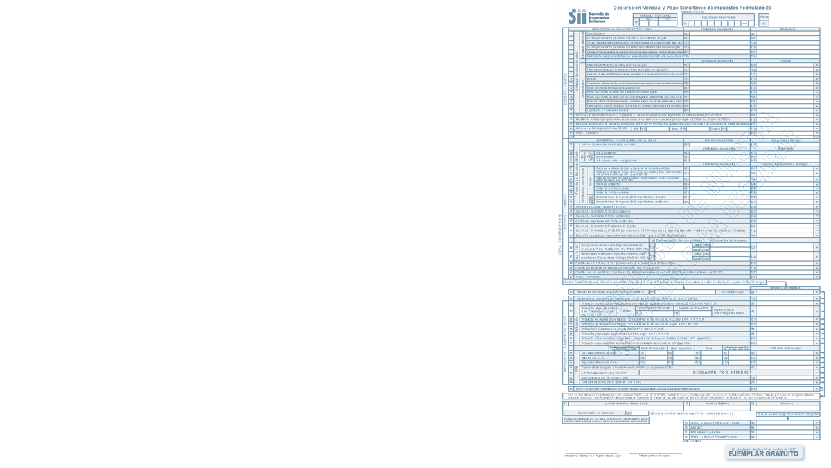 Declaración Mensual de Impuesto. Formuario 29. - COPIA - CONTRIBUYENTE ...