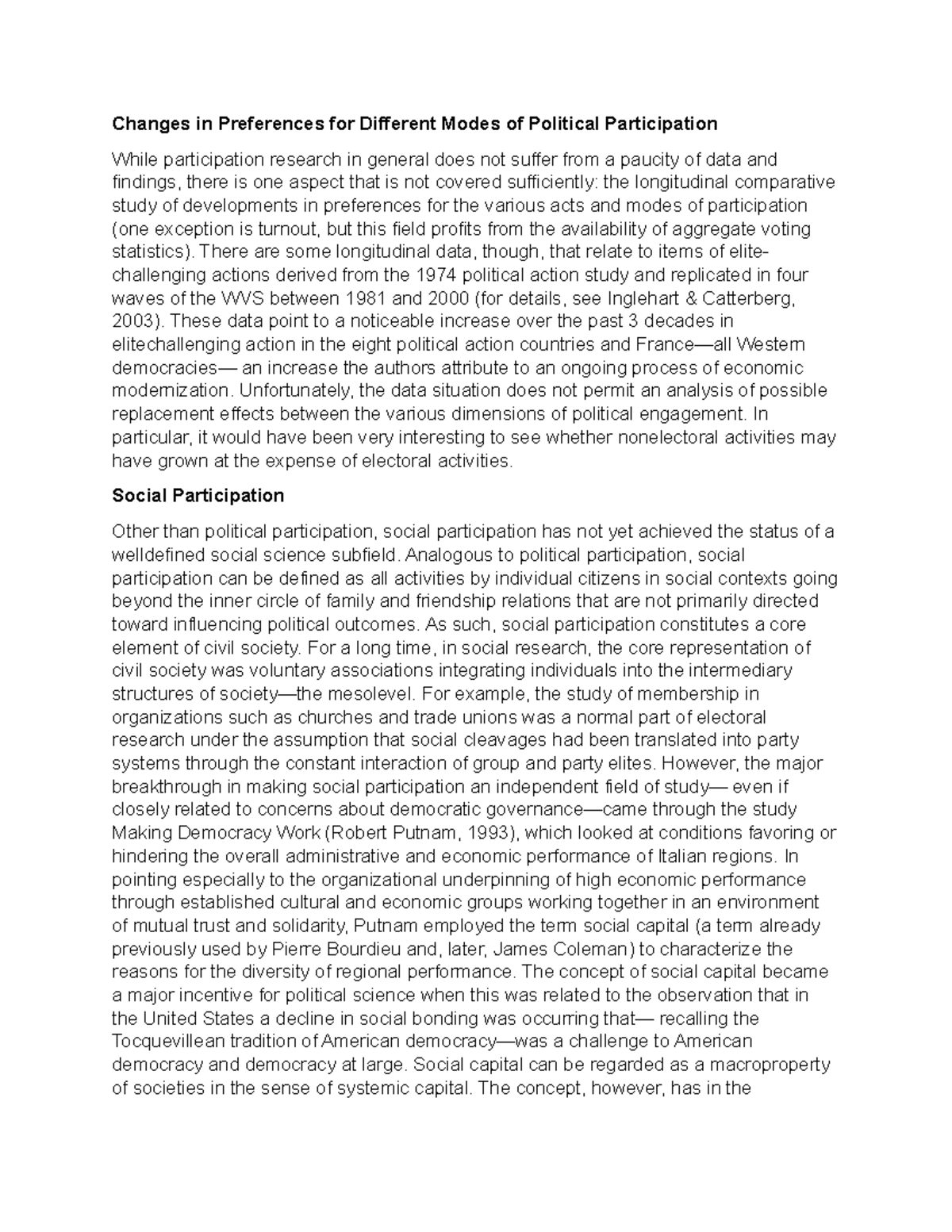 Changes in Preferences for Different Modes of Political Participation ...