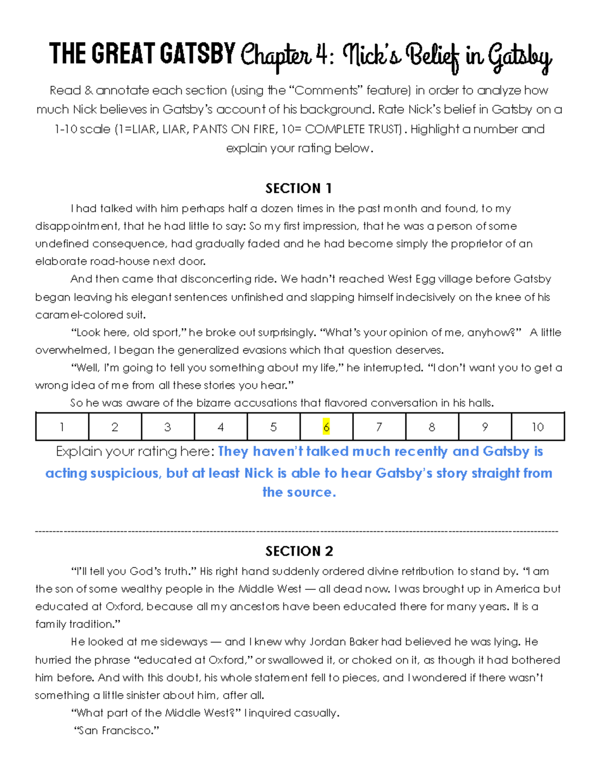 Ismael Jean - Gatsby Ch. 4 Nick's Belief in Gatsby - THE GREAT GATSBY ...