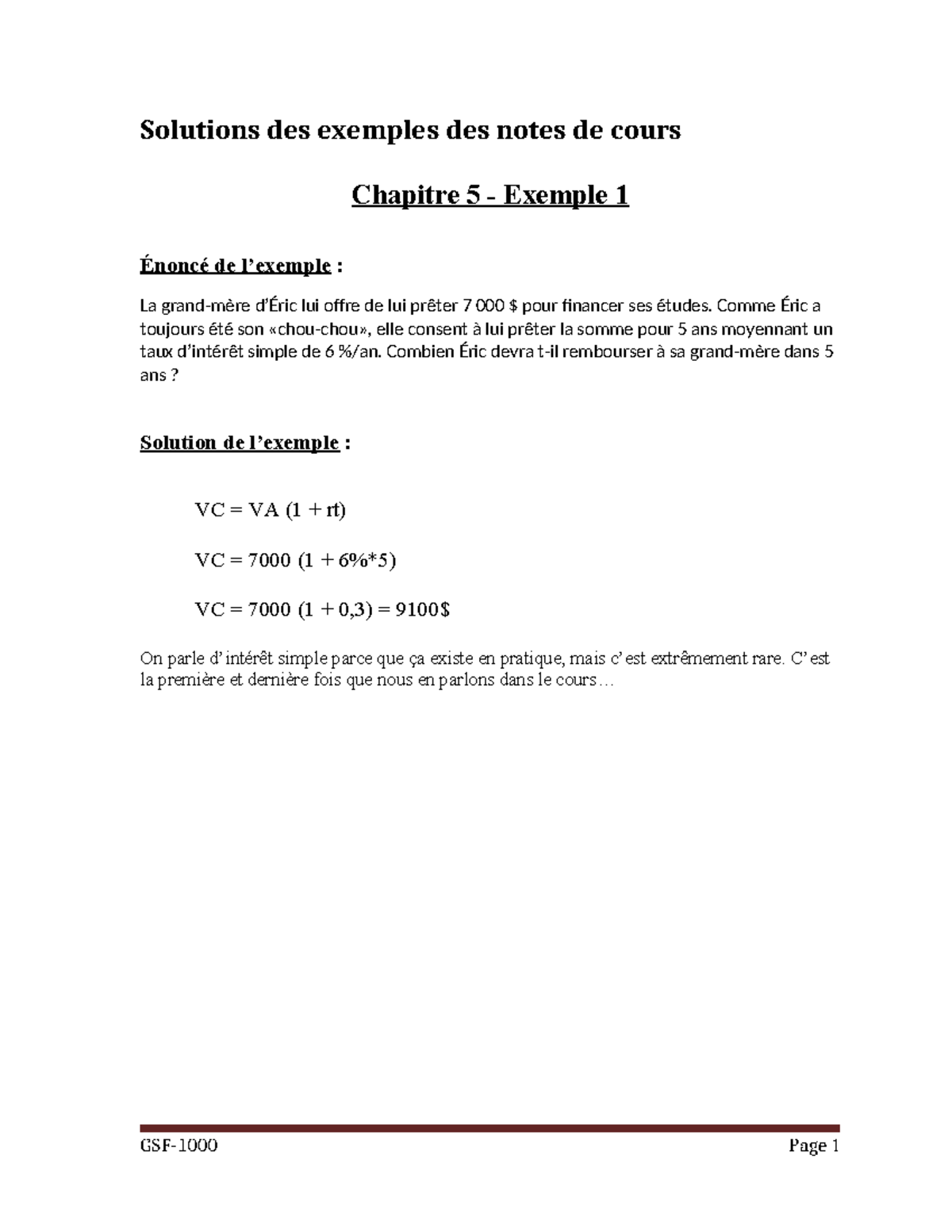 Solutions Exemples Chapitre 5 - Solutions des exemples des notes de ...