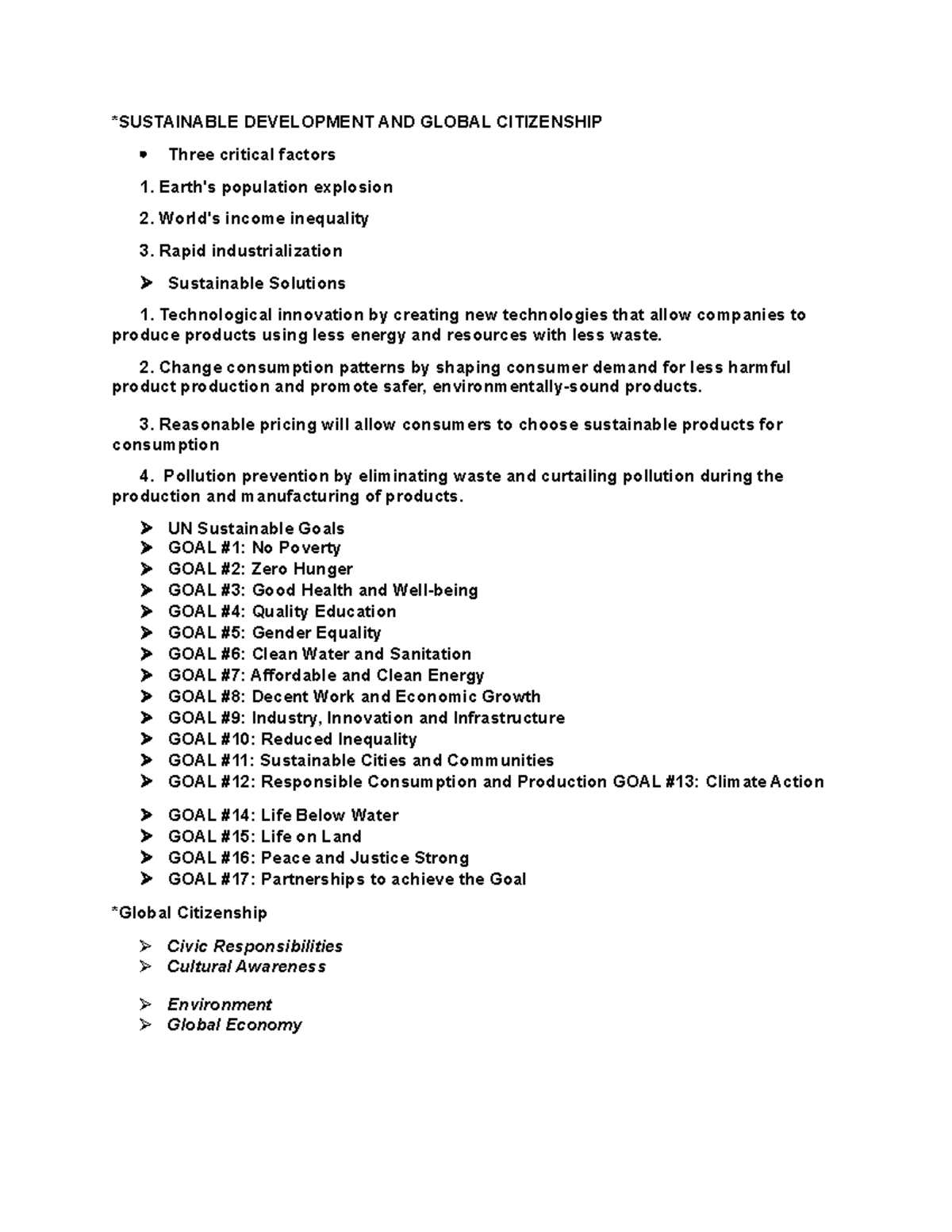 Sustainable Development AND Global Citizenship Reviewer - *SUSTAINABLE ...