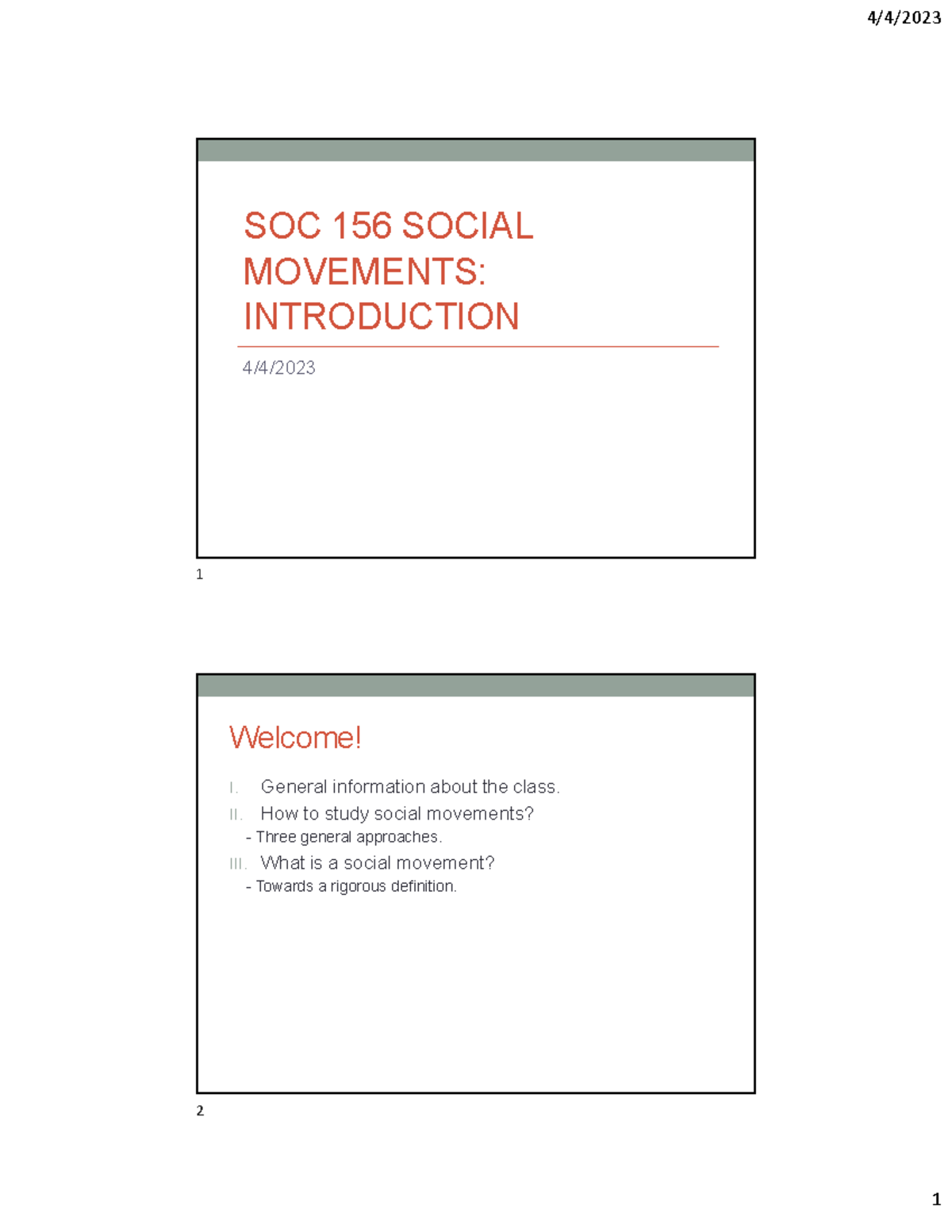 Introduction to Social Movements - SOC 156 SOCIAL MOVEMENTS ...