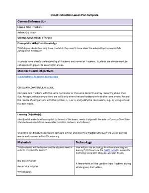 WGU Lesson Plan Disciplinary Writing - Task 2 - Direct Instruction ...