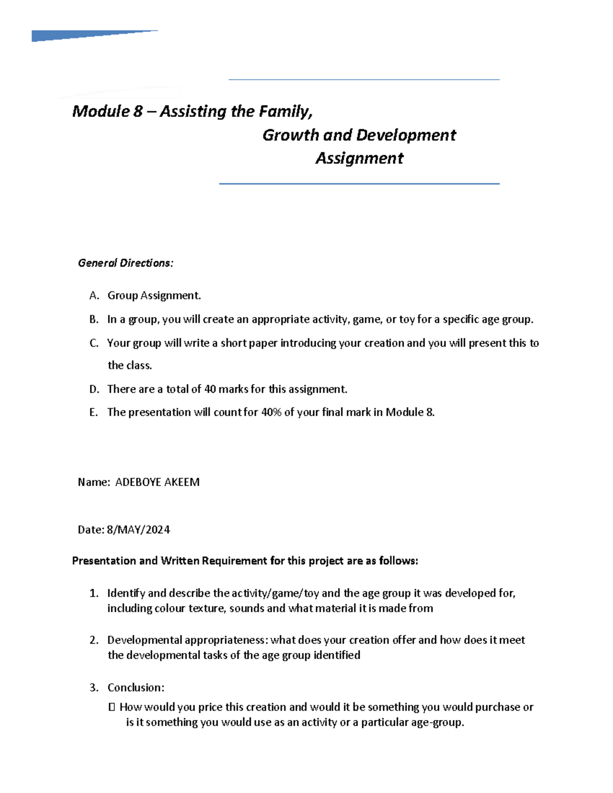Module 8 Assisting the Family - Module 8 – Assisting the Family, Growth ...