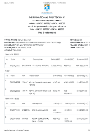 THE MERU National Polytechnic - MERU NATIONAL POLYTECHNIC P. BOX 111- 60200, MERU - KENYA ...