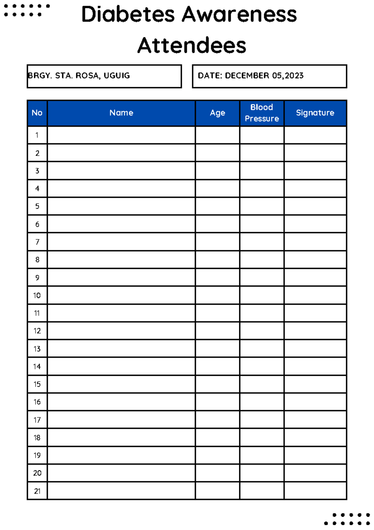 Minimalist White Purple Daily Attendance Printable Sheet - No Name Age ...